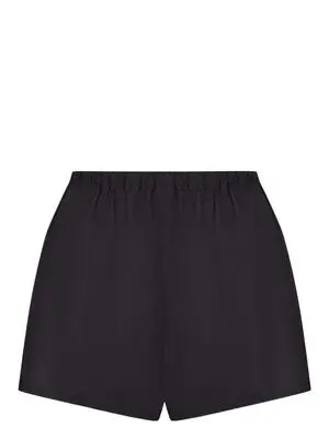 Prada Elastic Waist Wide-leg Shorts With Button Detail Pockets - Black