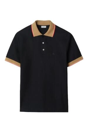 Burberry Logo Collar Cotton Polo Shirt Navy