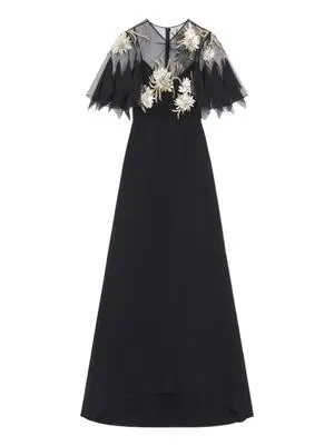 VALENTINO Valentino Short Sleeve Dress With Embellished Floral Motifs