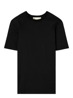 Tory Burch Logo Embroidered Crewneck T-shirt - Black
