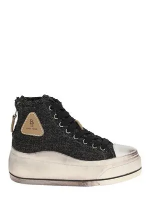 R13 Zip-detail Platform High Top Sneakers - Black