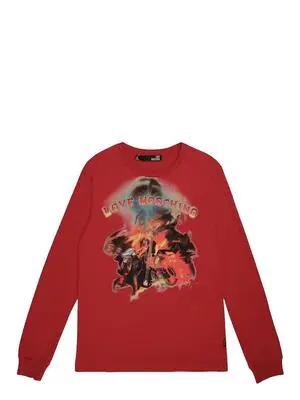 Moschino T-shirt With Round Neck And Long Sleeves - Red