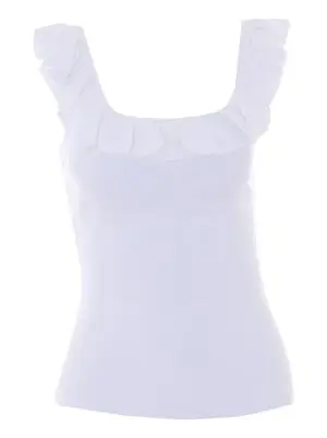 Michael Kors Ruffled Sleeveless Top - White