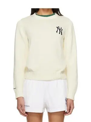 SPORTY  RICH Sporty & Rich Crew Neck Knit Sweater With Embroidered Logo - White