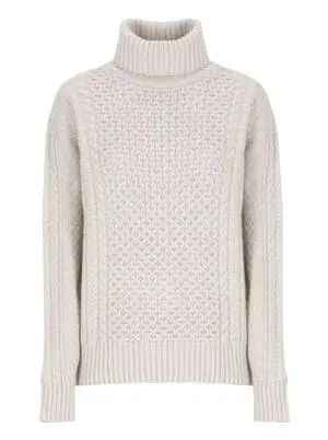 Fabiana Filippi Ribbed Turtleneck Knitted Jumper - White