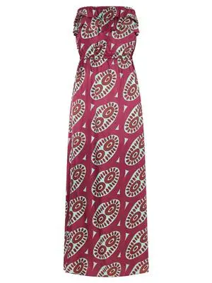 Themis Z Selene Printed Ruffled Silk-blend Maxi Dress - Multi