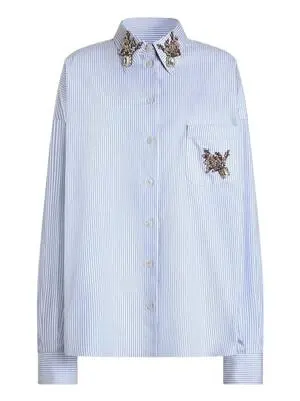 Dolce & Gabbana Striped Embellished Button-up Shirt - Blue