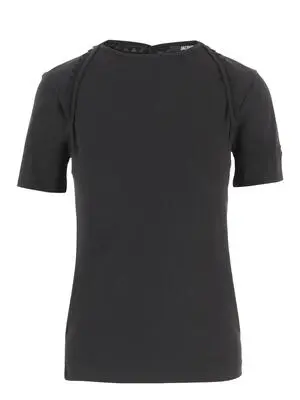 Jacquemus Embellished Button-back Short Sleeve Top - Black