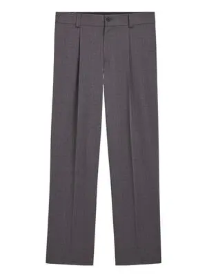 Hugo Boss Belted Casual Pants With Button Placket - Gray Pattern