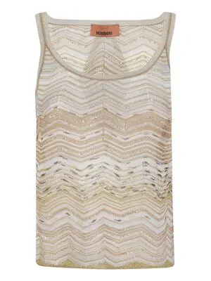 Missoni Chevron Lamé Tank Top - Nude