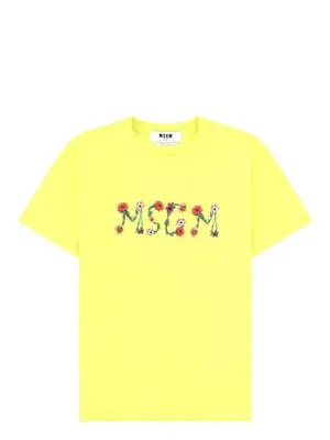 MSGM Floral Logo T-shirt - Yellow