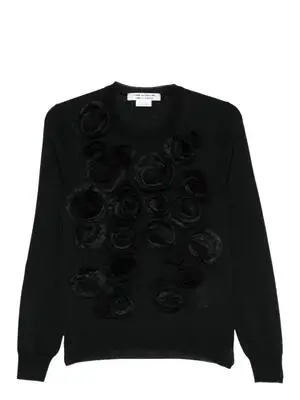 Comme Des Garçons Flower Appliqué Sweater - Black