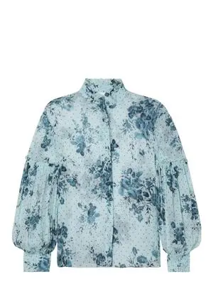 Erdem Ruffle Print Shirt - Blue