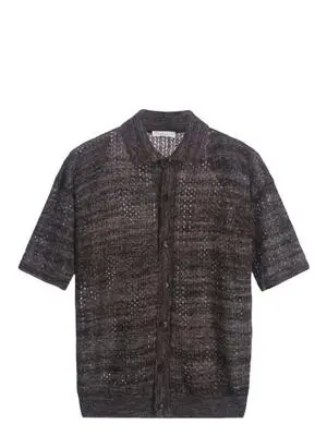 ROBERTO COLLINA Open-knit Short-sleeve Shirt - Black
