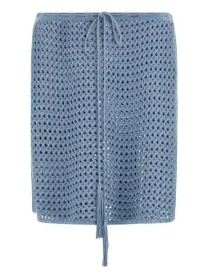 FERRAGAMO Open Weave Knit Mini Skirt - Light Denim