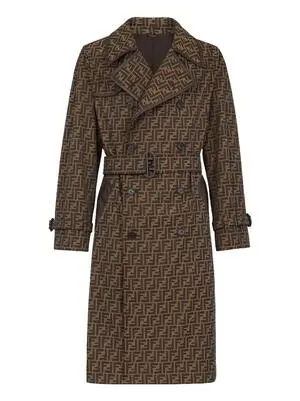 Fendi Ff Motif Belted Trench Coat - Brown