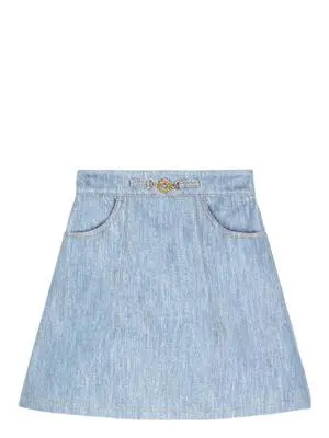 PATOU High-waist A-line Denim Mini Skirt - Blue