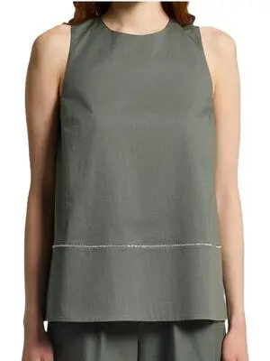 Peserico Sleeveless Beaded Trim Top - Gray