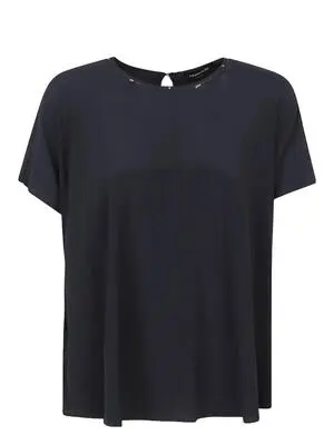 Fabiana Filippi Embellished Keyhole Top - Navy Blue
