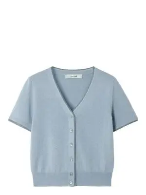FRAME Short-sleeved Cashmere Cardigan - Blue