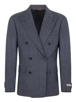 Canali Double-breasted Slim-fit Blazer - Black