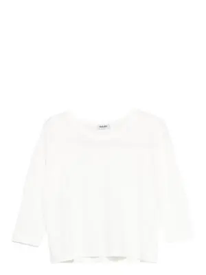 BASERANGE Crew Neck T-shirt With Ribbed Details - White