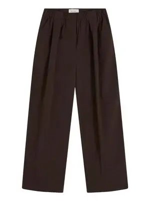 ST. AGNI Elastic Waist Pleated Wide-leg Trousers - Black