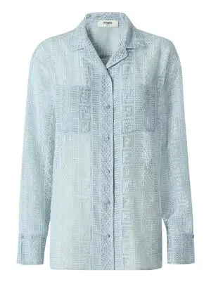 FENDI Fendi Long-Sleeved Burnout Pequin Shirt