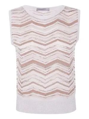 D.exterior Sleeveless Knitted Top With Chevron Pattern - Shell