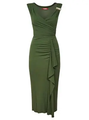 Max Mara Max Mara Sleeveless V-Neck Draped Midi Dress No
