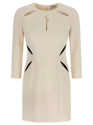Elisabetta Franchi Cut-out Mini Dress With Asymmetrical Logo - Nude