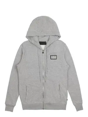 Philipp Plein Skull Graphic Zip-up Hoodie - Gray