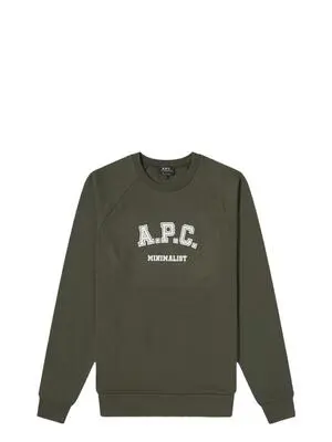 A.p.c. Logo Print Cotton Sweatshirt - Green