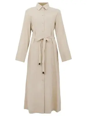 Max Mara Belted Button-down Midi Dress - Nude