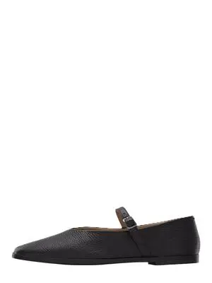 Max Mara Square-toe Mary Jane Flats With Adjustable Buckle - Black