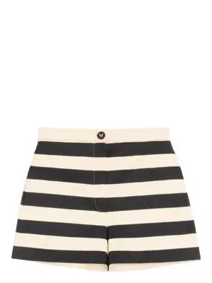 VALENTINO Valentino Cotton Satin Shorts With Maxi Barré Stripe