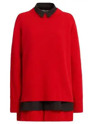 Sacai Wool Suiting Knit Mini Dress - Red