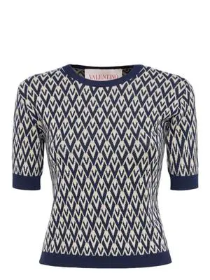 Valentino Garavani Wool Jacquard Short Sleeve Sweater - Multicolor