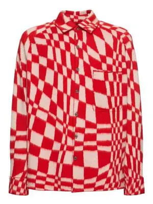 Zegna Brushed Cashmere Silk Shirt - Red