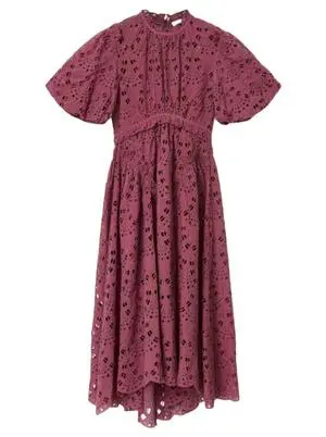 ALLSAINTS Odette Broderie Anglaise Maxi Dress - Raspberry Pink