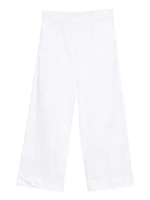 D.exterior Elastic Waist Wide Leg Cropped Pants - White