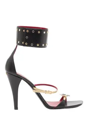 Valentino Garavani Open-toe High-heeled Sandals With Enamel Flowers And Studded Ankle Strap - Black