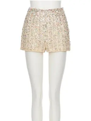 Valentino Garavani Sequined Cropped Shorts - White