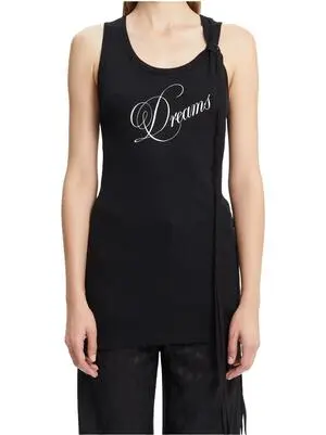 ANN DEMEULEMEESTER Ribbed Knit Sleeveless Vest With Ribbon Detail - Black