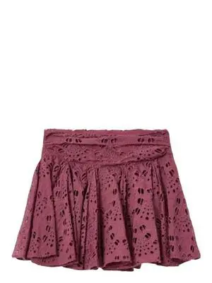 ALLSAINTS Dotty Broderie-anglaise Flared Mini Skirt Raspberry Pink