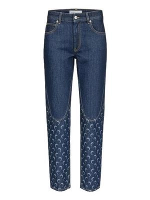 MARINE SERRE Moon Print Paneled Jeans - No