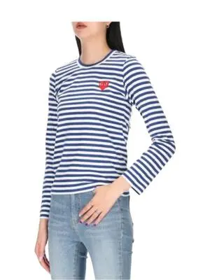 Play Comme Des Garcon Striped Long Sleeve T-shirt - Blue