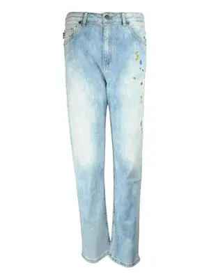 Moschino Printed Straight Tube Jeans - Blue