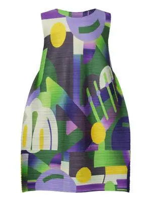PLEATS PLEASE BY ISSEY MIYAKE Sleeveless Printed Tunic - Purple