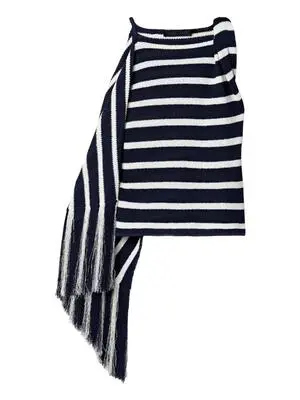 Proenza Schouler Asymmetrical Fringe Knit Sweater - Black